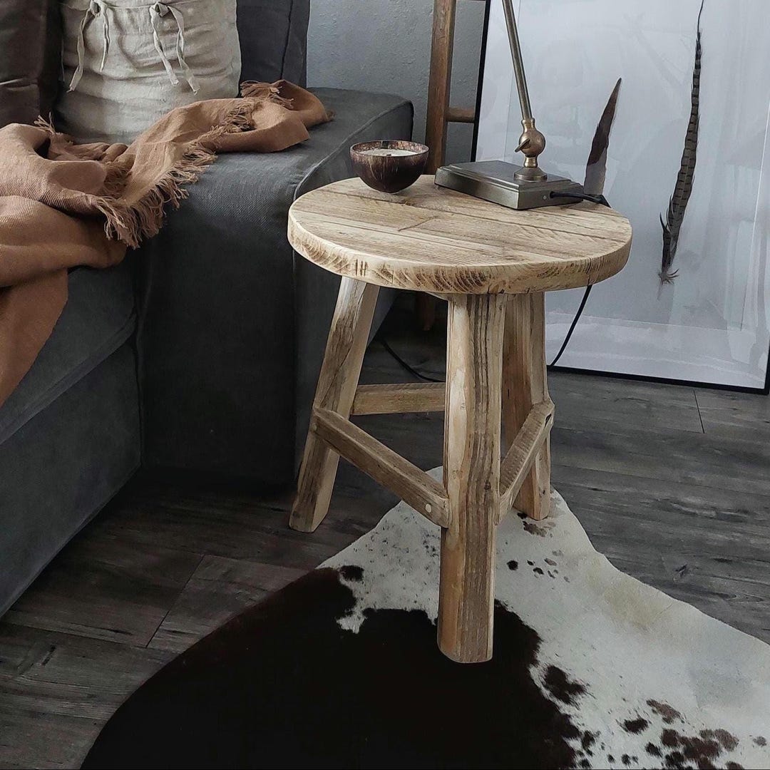 Rustic Wooden Bedside Table Nightstand Side Stool Hallway Furniture ...