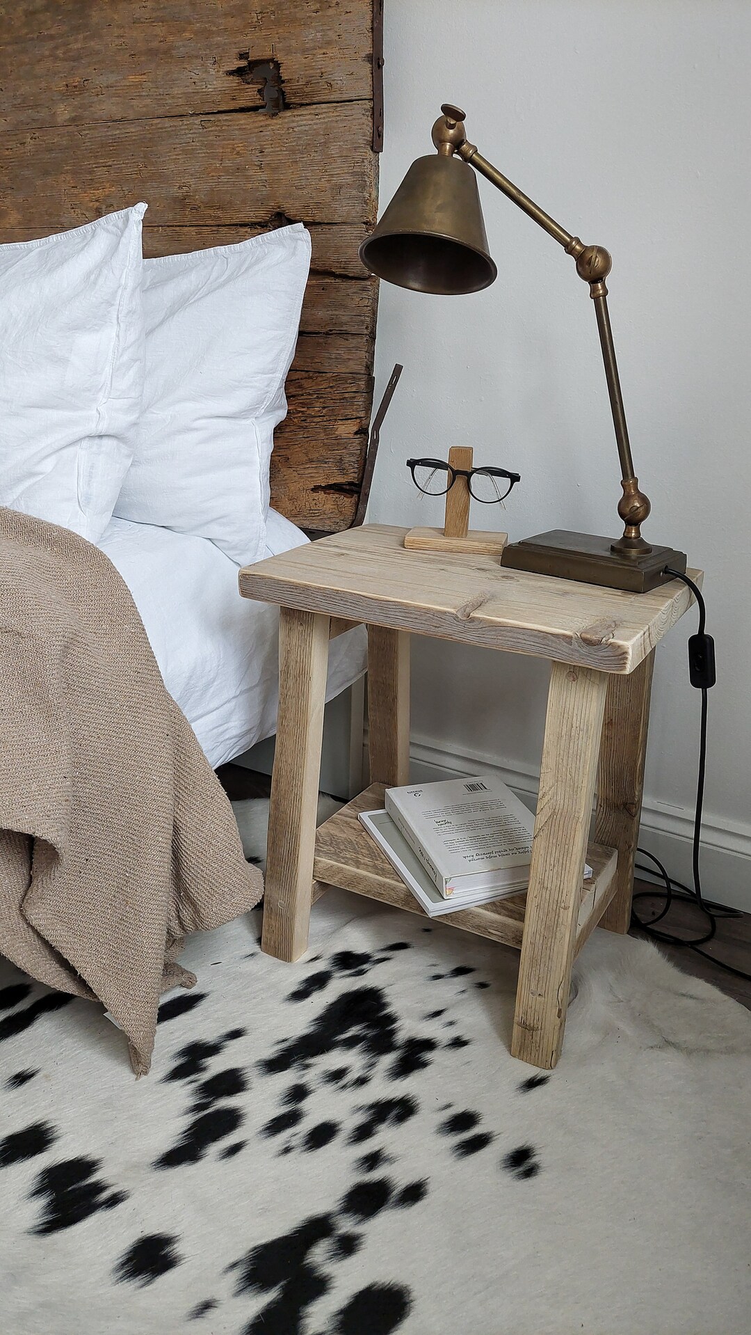 Rustic Wood Side Table Wooden Bedside Table Rustic Wooden Stool Wooden ...