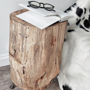 Rustic Oak Bedside Stump Table Wooden Coffee Stool Tree Style Decor ...