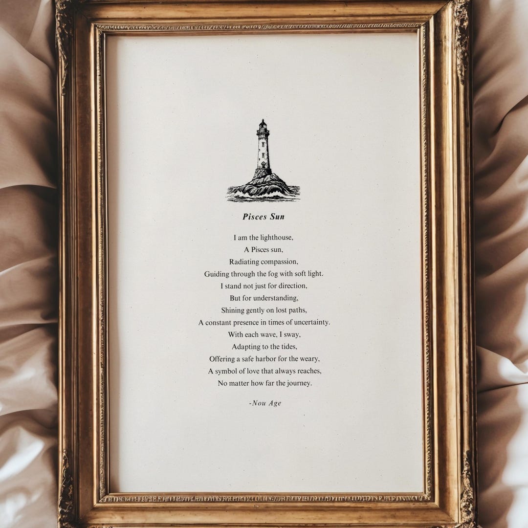 Pisces Sun Poem Print: Vintage Book Astrology Decor (digital Download ...