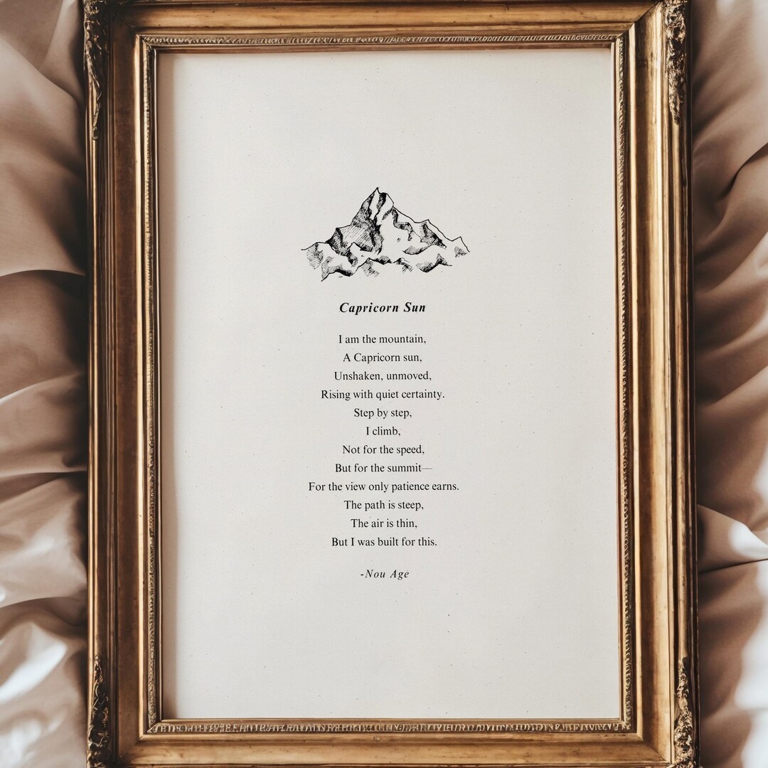 Capricorn Sun Poem – Vintage Book Aesthetic Graphic, Astrology Art ...