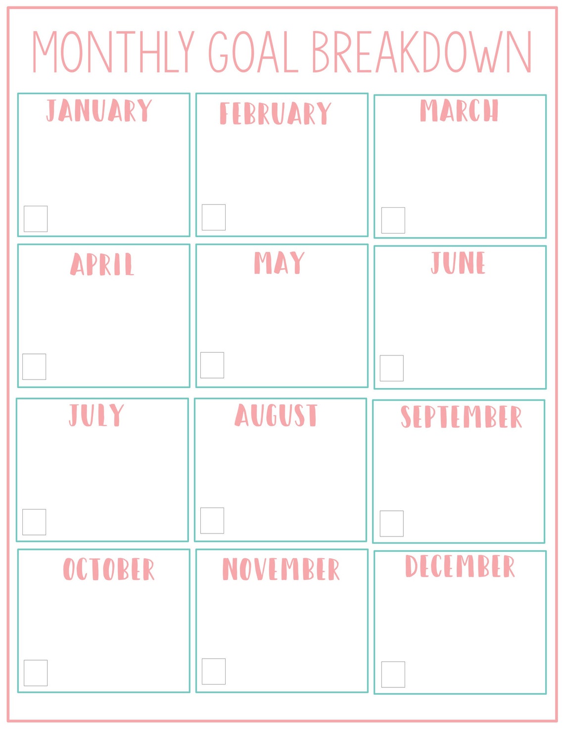 New Years Resolution Printable Resolutions Monthly - Etsy