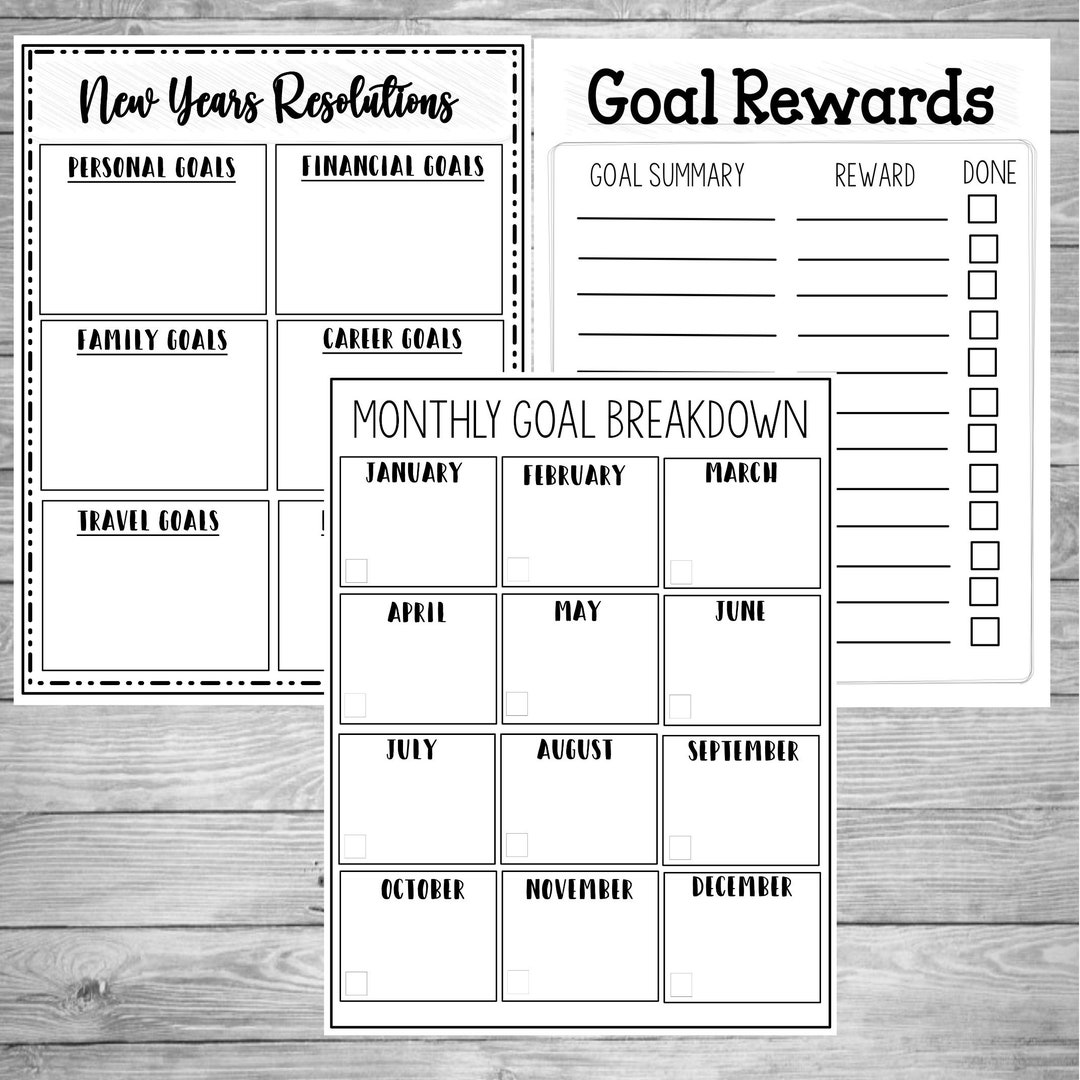 New Years Resolution Bundle Goals, Monthly Breakdown, and Reward ...