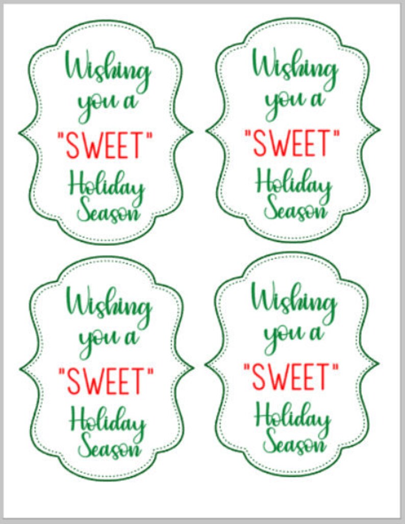 Christmas Gift Tag Printable Tag. Wishing You a Sweet Holiday Season - Etsy