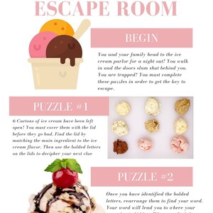 Printable Escape Room Ice Cream Escape Room Family Games - Etsy
