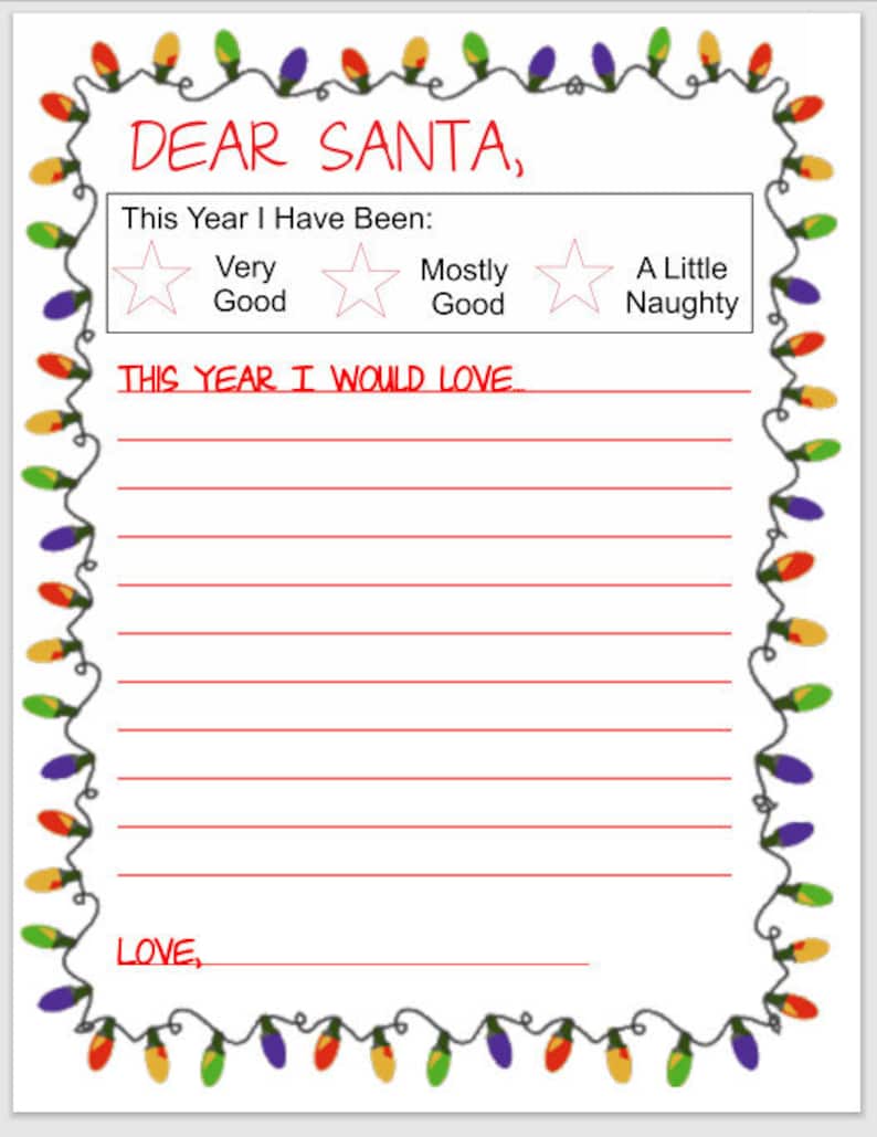 Letter to Santa Template Christmas Wishlist Printable - Etsy