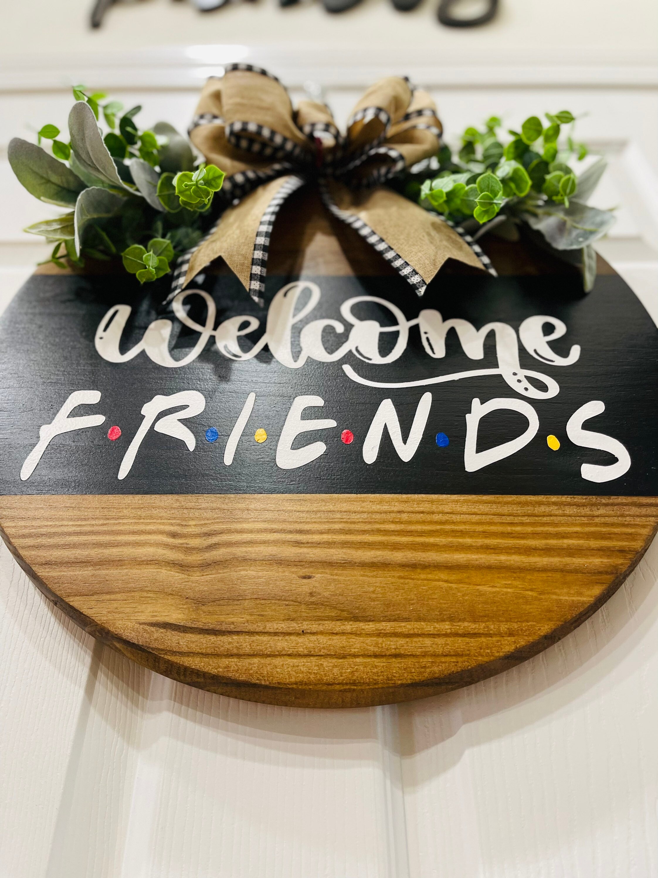 Welcome Friends, Welcome Wood Sign, Door Hanger, Door Decor, Door Sign ...