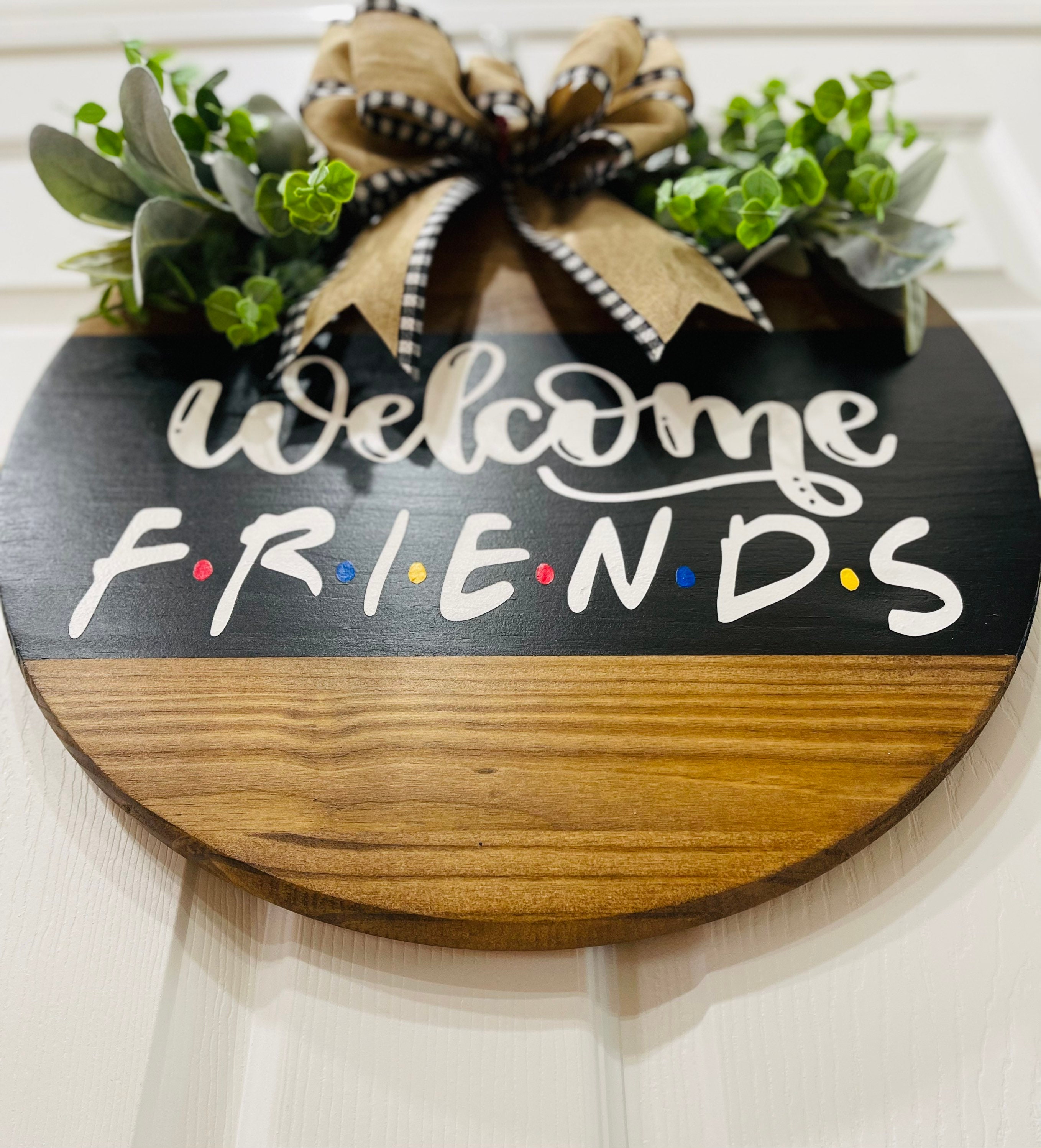 Welcome Friends, Welcome Wood Sign, Door Hanger, Door Decor, Door Sign ...