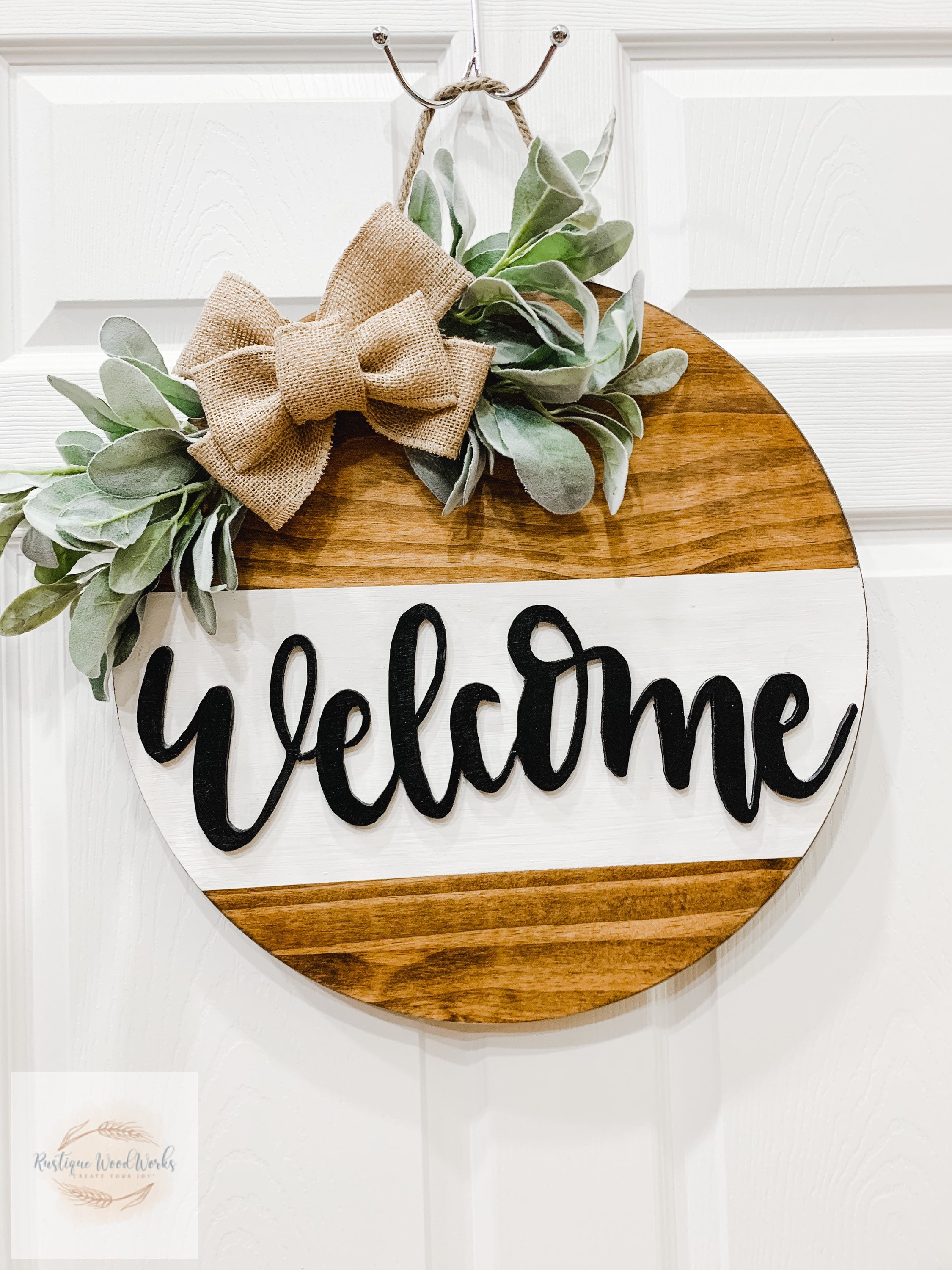 Welcome Wood Round, Welcome Wood Sign, Door Hanger, Door Decor, Door ...