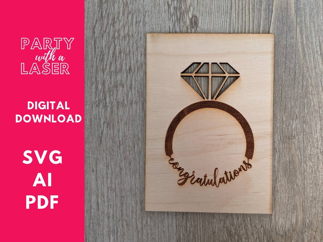 Digital Engagement Card, SVG / AI / PDF Instant Download, Laser Ready ...