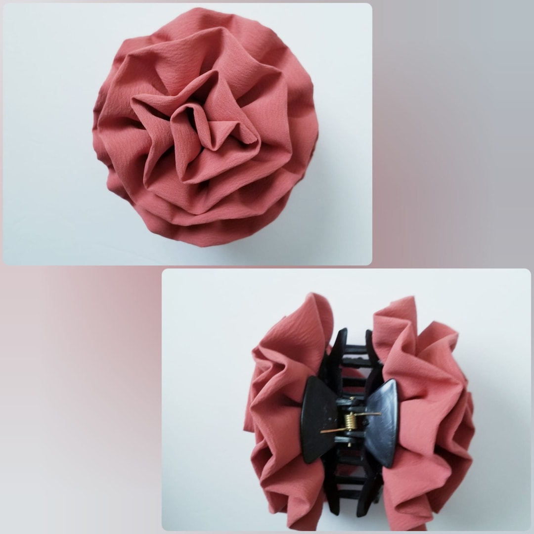 Ruffle Hair Claw Flower Hair Jaw Clamp Hair Clip Khaleeji Hijab ...
