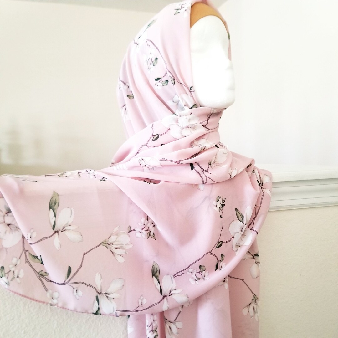 Printed Chiffon Hijab, Printed Bubble Chiffon Hijab Shawl Wrap Head ...