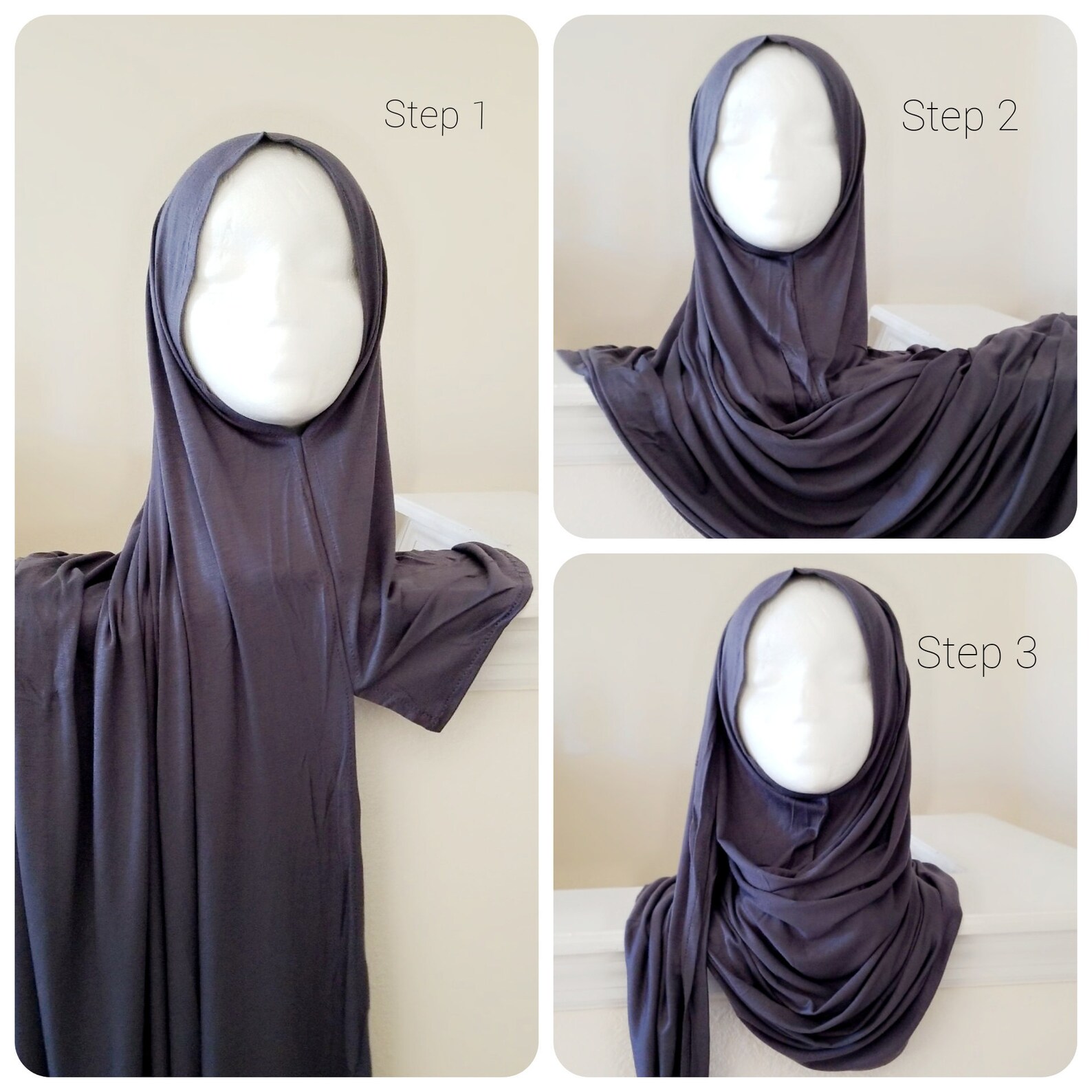 Instant Jersey Hijab, Slip on Hijab Pull on Scarf Premium Cotton Jersey ...
