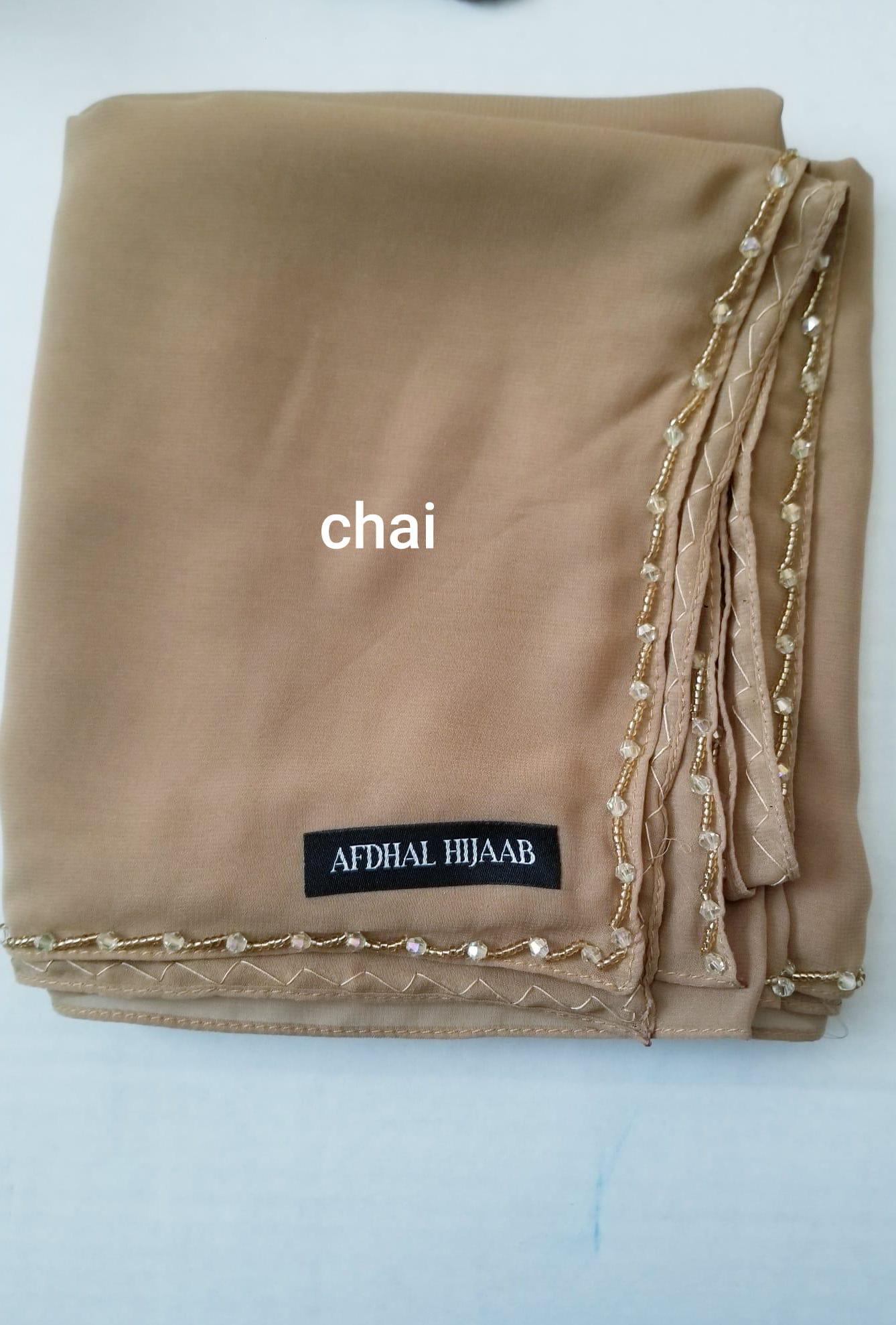 Chiffon Hijab With Crocheted Beads, Embroidered Chiffon Hijab, Crochet ...