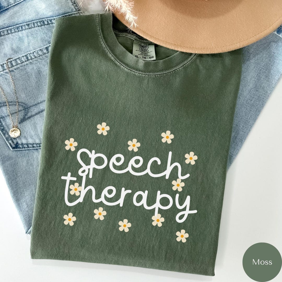 Floral Speech Therapy Comfort Color Shirt, Fall Retro Speech Language ...