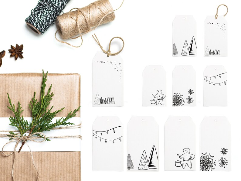 Printable Christmas Gift Tags Hand Drawn Gift Tags From - Etsy