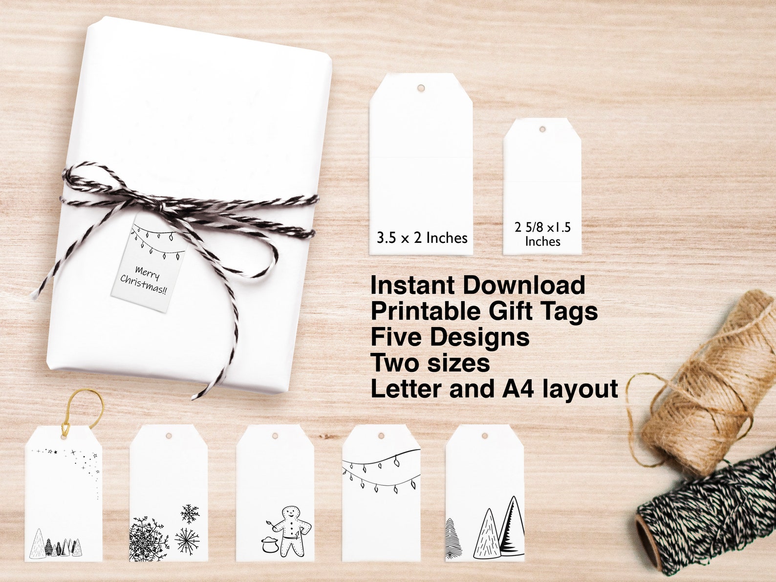 Printable Christmas Gift Tags Hand Drawn Gift Tags From - Etsy