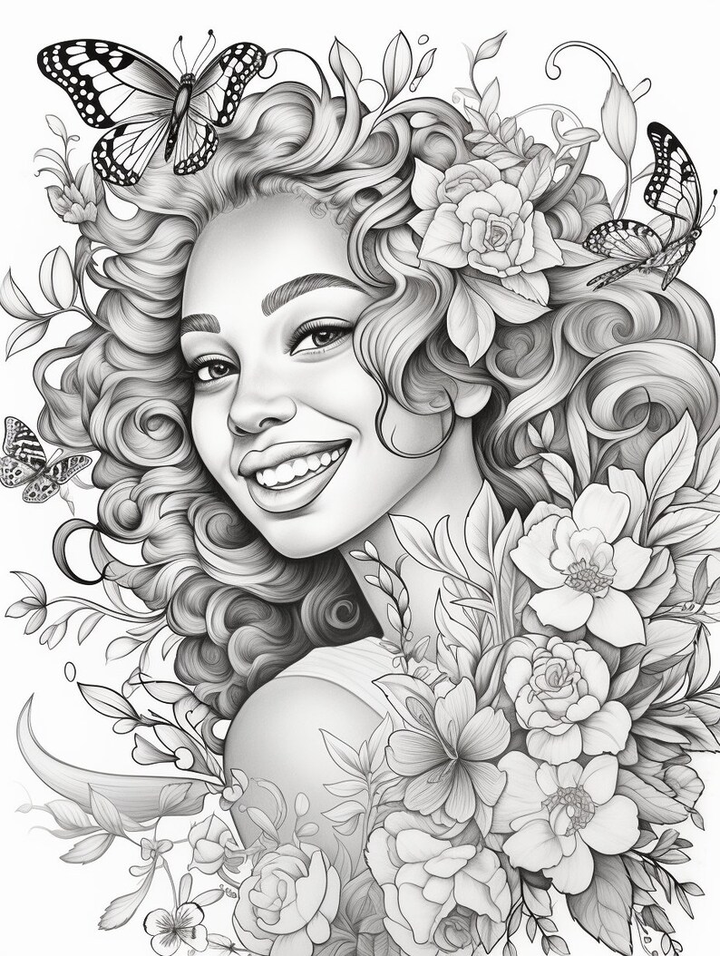 Ebony Elegance: A Nature Based Coloring Journey - Printable Adult ...