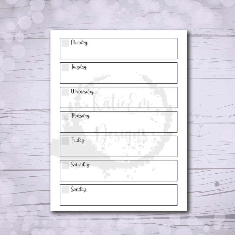 Basic Weekly Planner Layout: Rectangles Undated Printable - Etsy