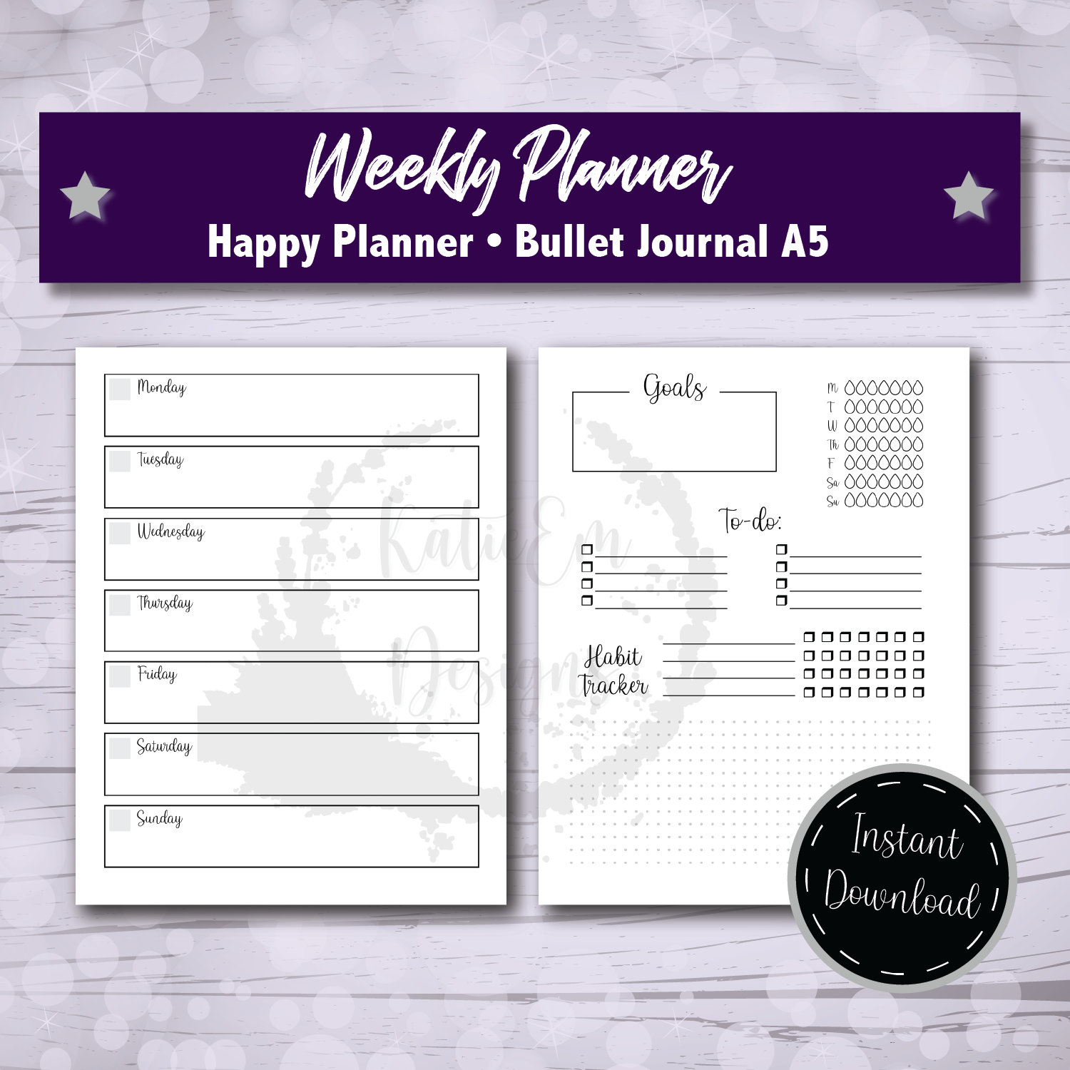 Basic Weekly Planner Layout: Rectangles Undated Printable - Etsy