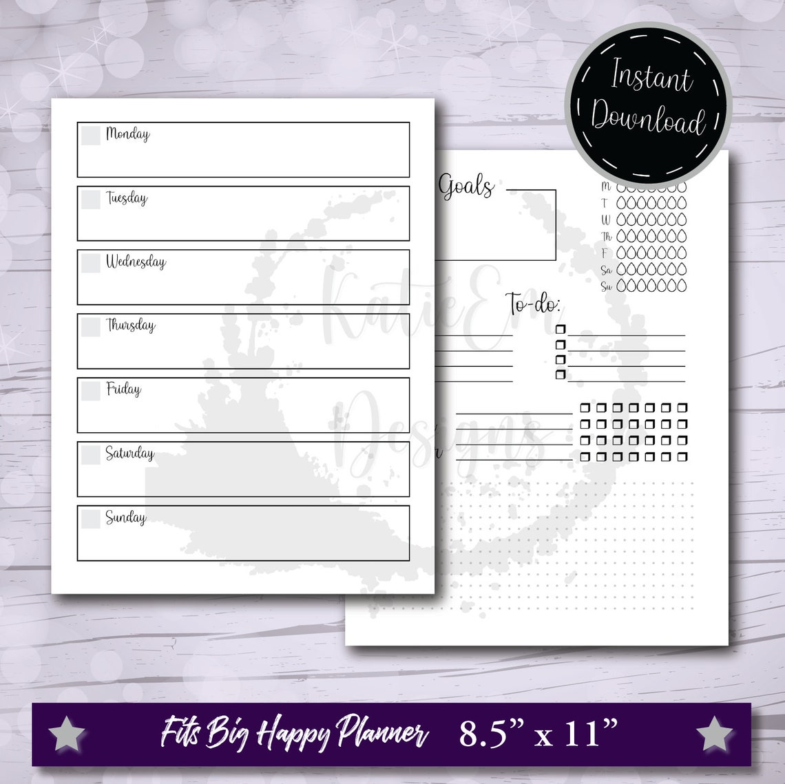 Basic Weekly Planner Layout: Rectangles Undated Printable - Etsy