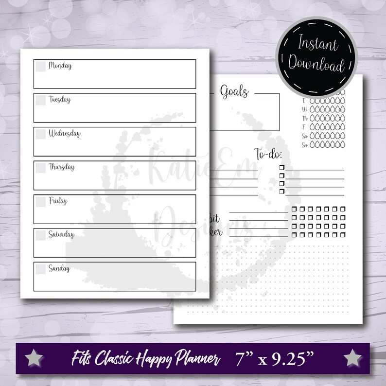 Basic Weekly Planner Layout: Rectangles Undated Printable - Etsy