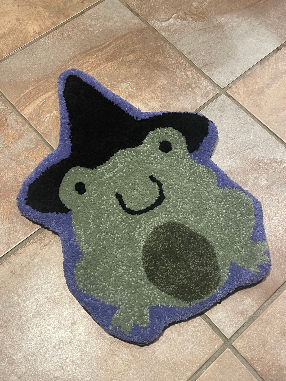 Frog Punch Needle/tufted Accent Rug ||acrylic Yarn|| 18in X 14in ...