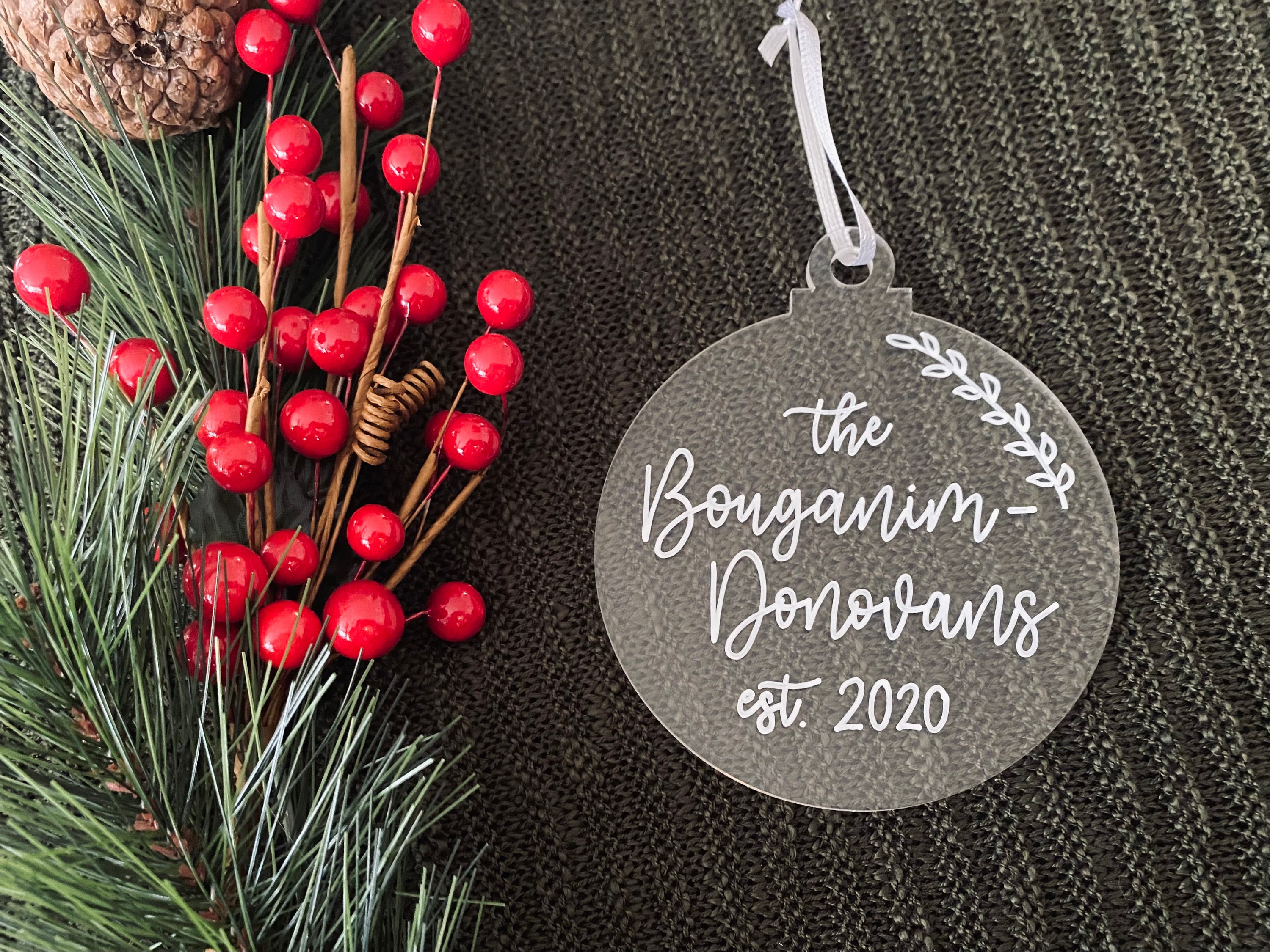 Last Name Ornament Family Name Acrylic Ornament Christmas - Etsy