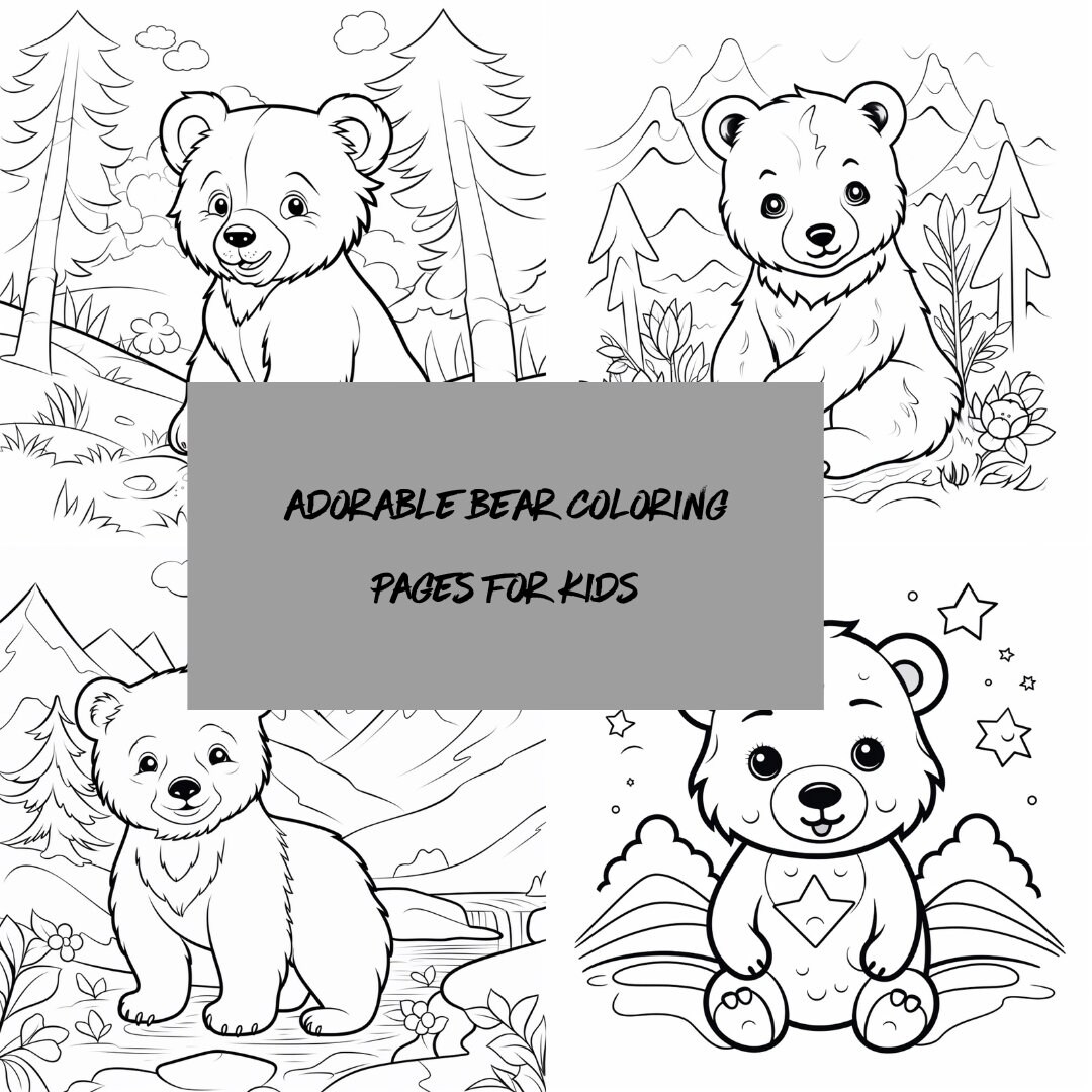 Adorable Bear Coloring Pages for Kids - Etsy