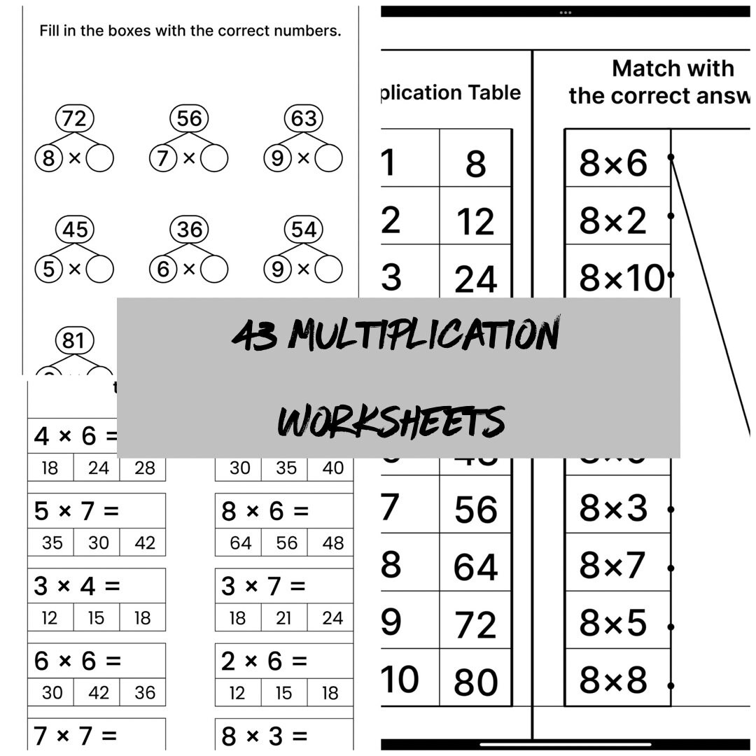 World of Multiplication Math Worksheets - Etsy