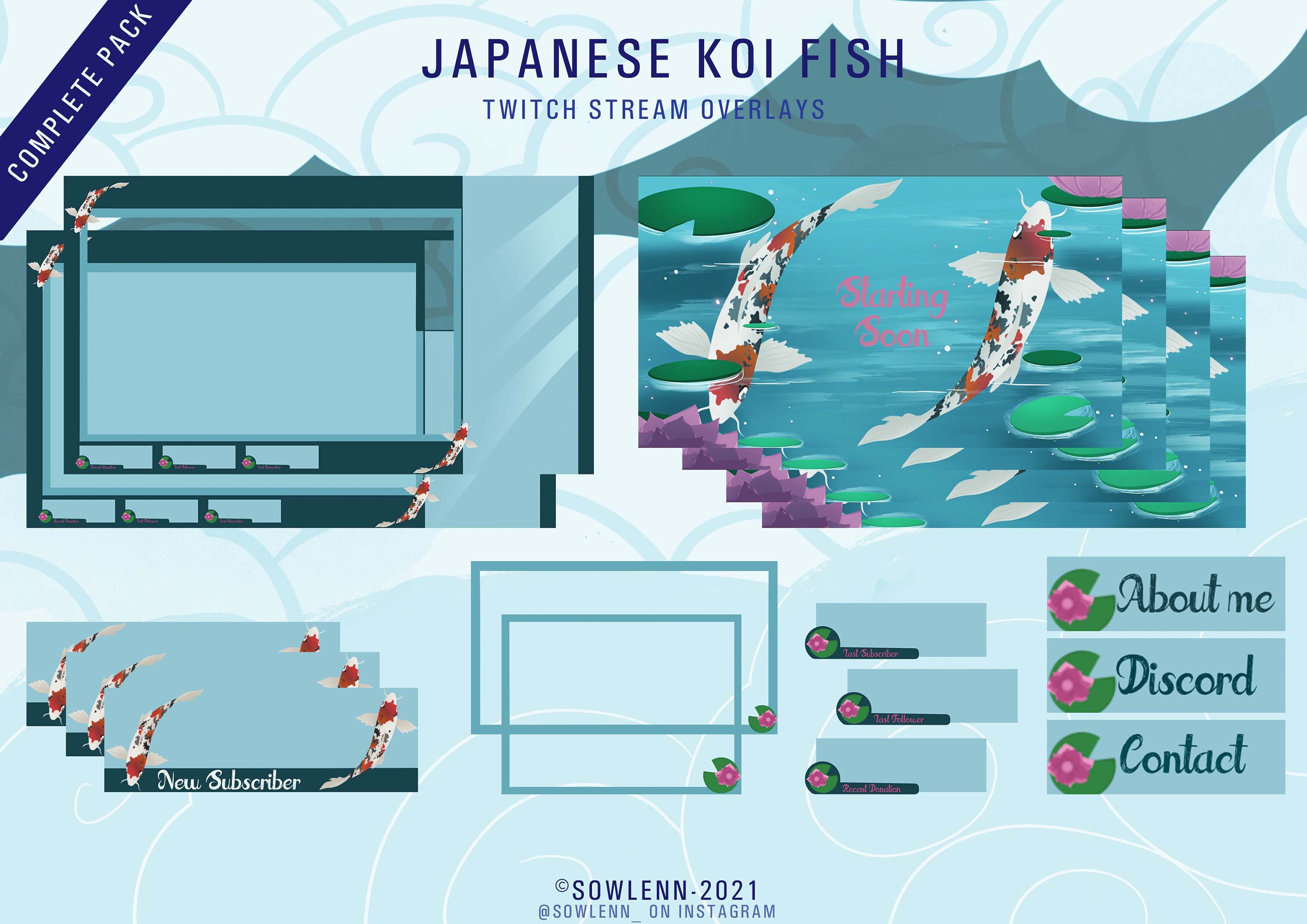 Stream Overlay Japanese Koi Fish complete edition | Etsy