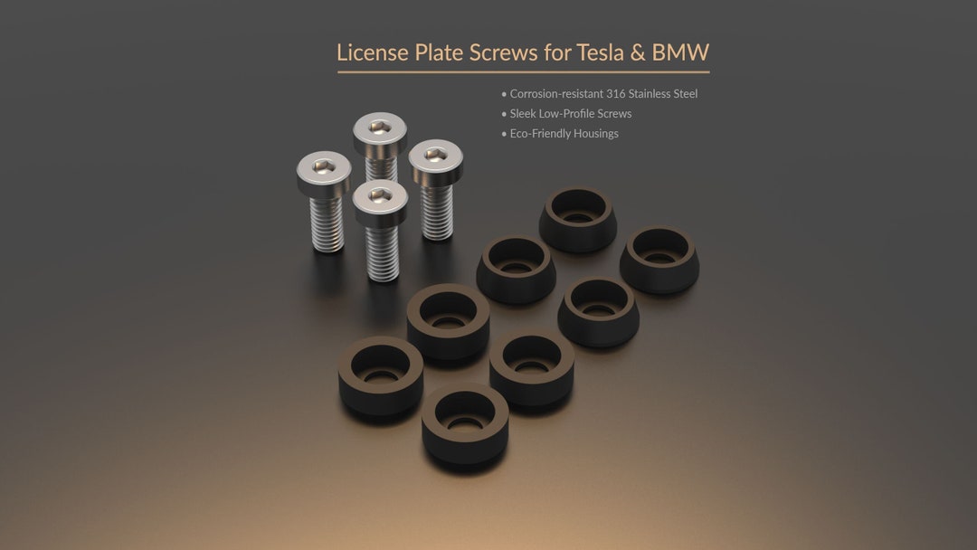 Premium M5 License Plate Screws Fits Tesla, BMW Complete Dress-up Kit ...