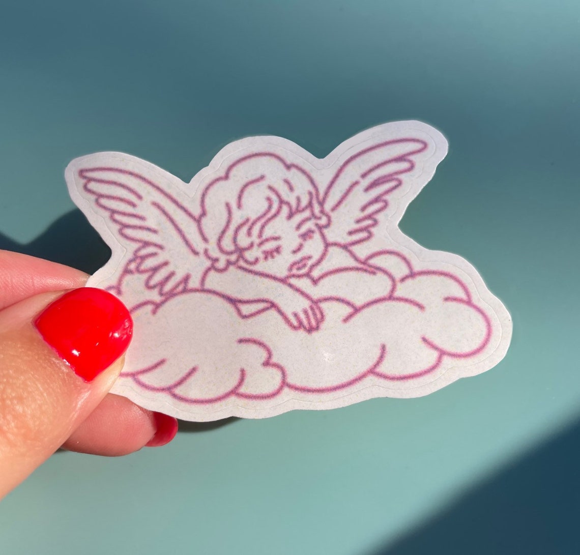 Sleepy Angel Vinyl Sticker - Etsy