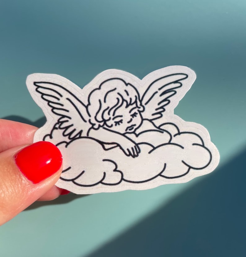 Sleepy Angel Vinyl Sticker - Etsy