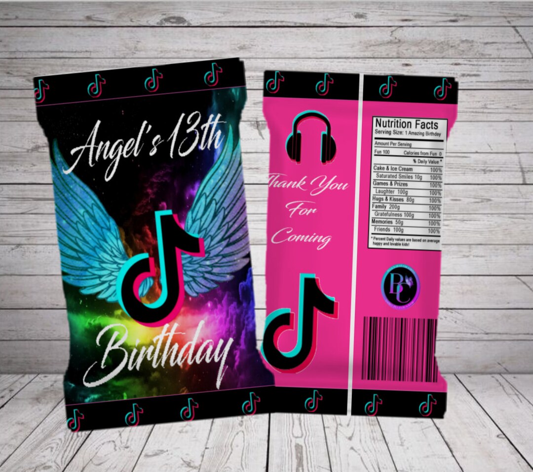 Tik Tok Chip Bag ,Custom Chip Bags, Character Chip bags, Birthday ...