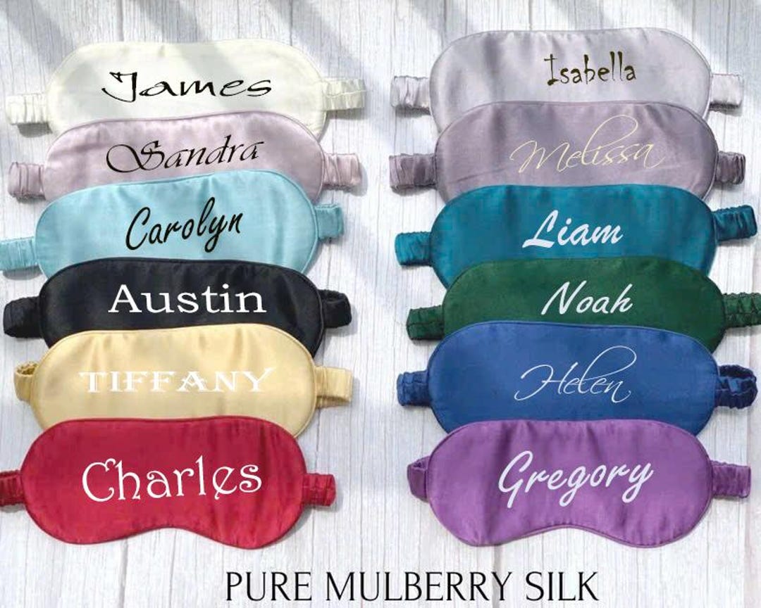 Personalized Silk Sleep Mask – 100% Mulberry Silk, Custom Embroidered ...