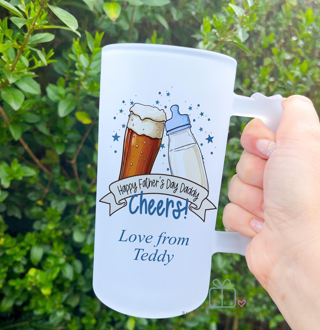 Personalised First Fathers Day Beer Glass, Fathers Day Gift, Beer Stein ...