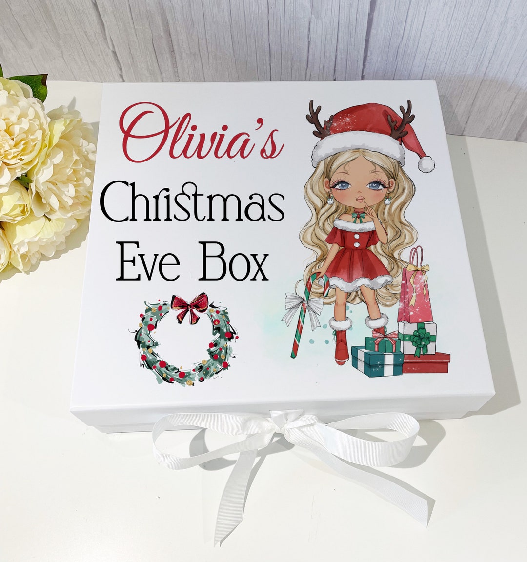 Personalised Christmas Eve Box, Girls Christmas Box, White Christmas ...