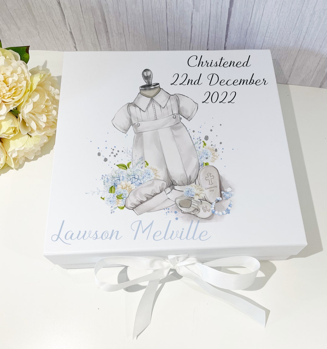 Personalised Christening Keepsake Gift Box, Christening Gift for Boys ...