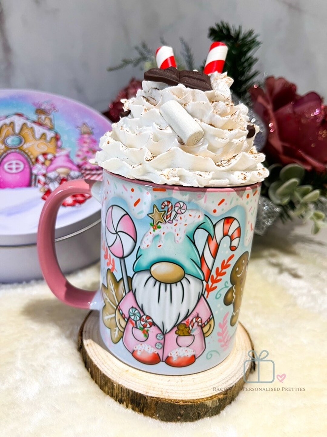 Pink Christmas Gonk Mug, Christmas Gnome Mug, Gingerbread Christmas Mug ...