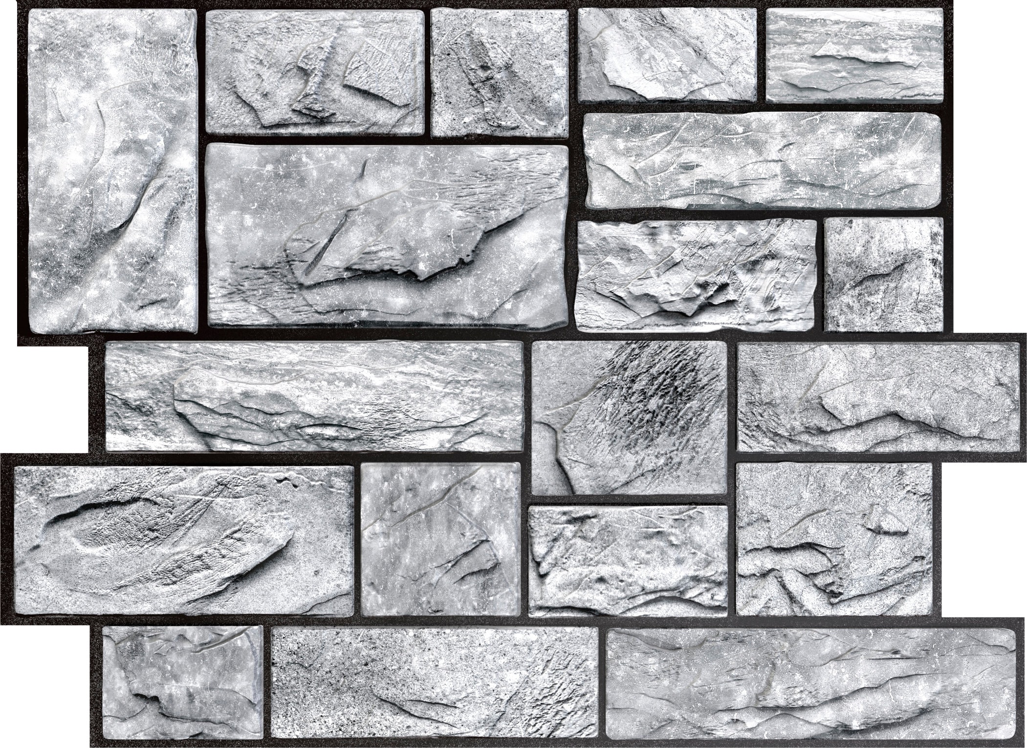 3D Wall Panel Natural Grey Stone Blocks Design, Raised Texture ...