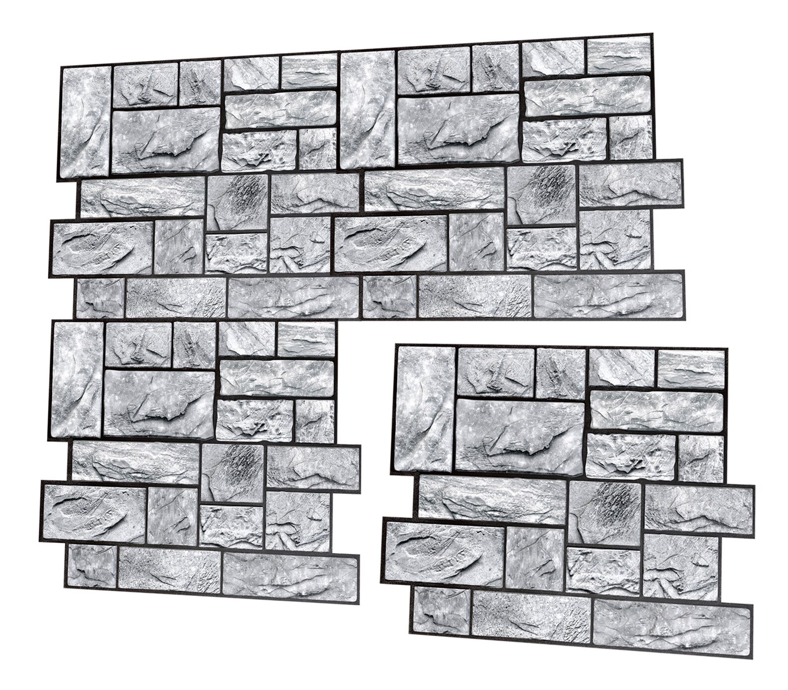 3D Wall Panel Natural Grey Stone Blocks Design, Raised Texture ...