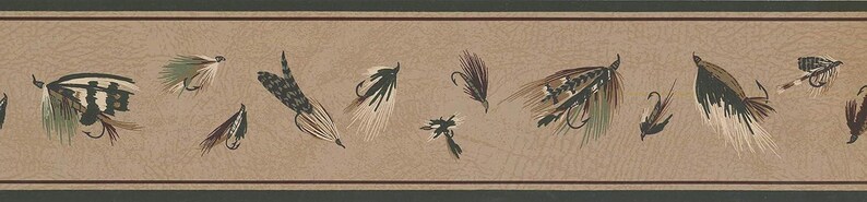 Wallpaper Border Country Pattern Fishing Hooks Feathers Lines for ...