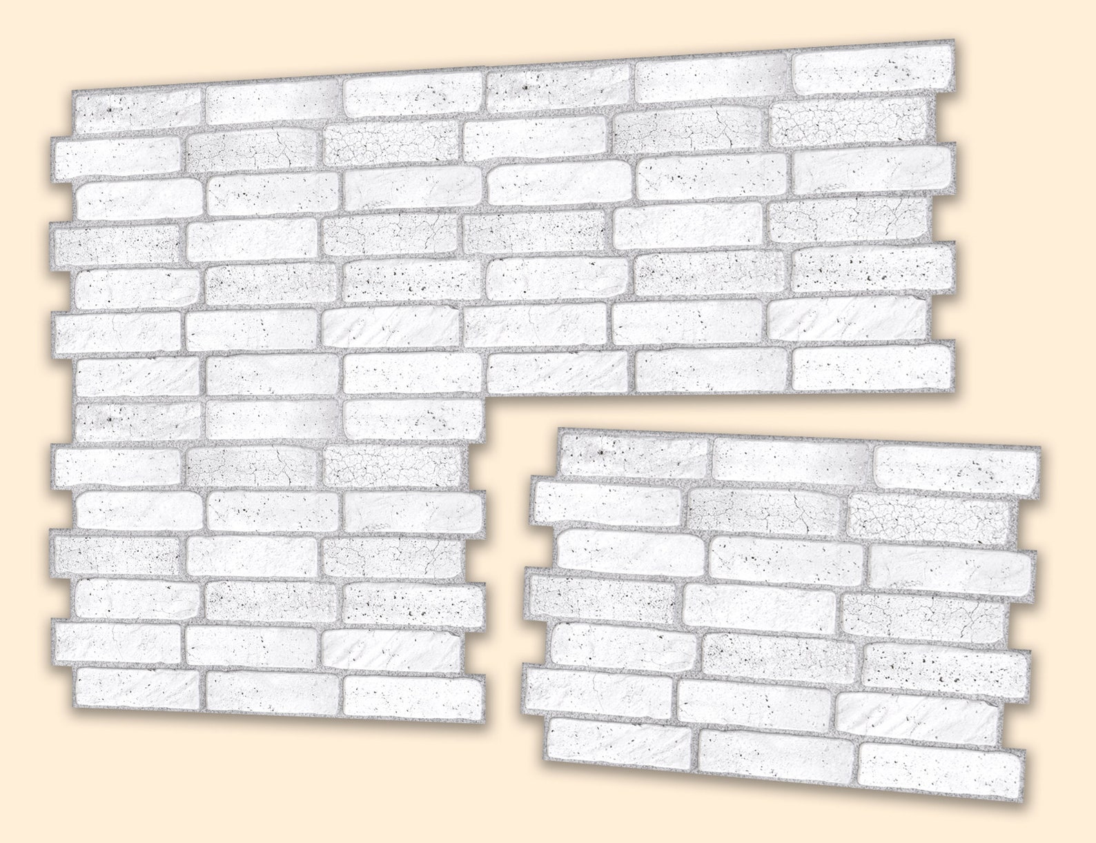 3D Wall Panel Faux Brick Design, Colors White Grey, Raised Texture ...