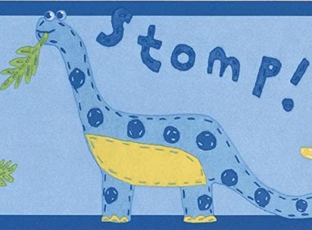 Stomp Dino Prepasted Wallpaper Border 15ft X 7in - Colorful Prehistoric ...
