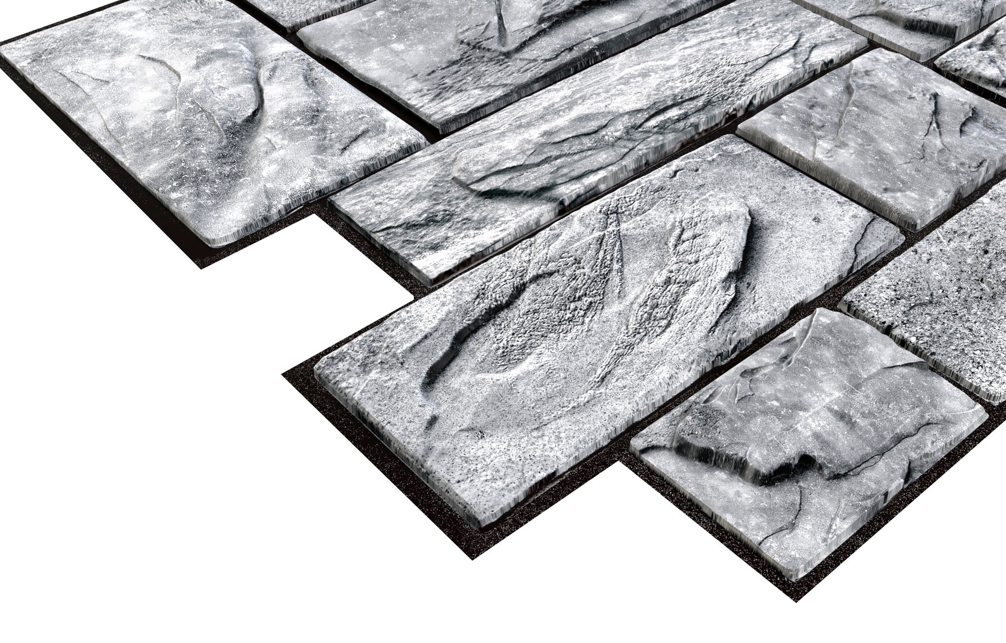 3D Wall Panel Natural Grey Stone Blocks Design, Raised Texture ...