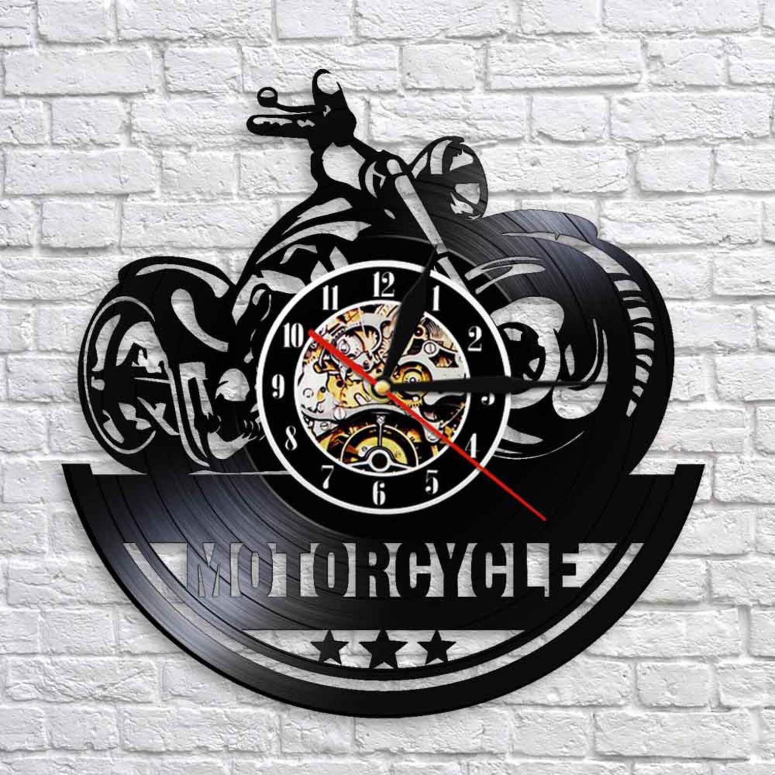 Mechanical motorcycle Vinyl record clock with bright LED | Etsy