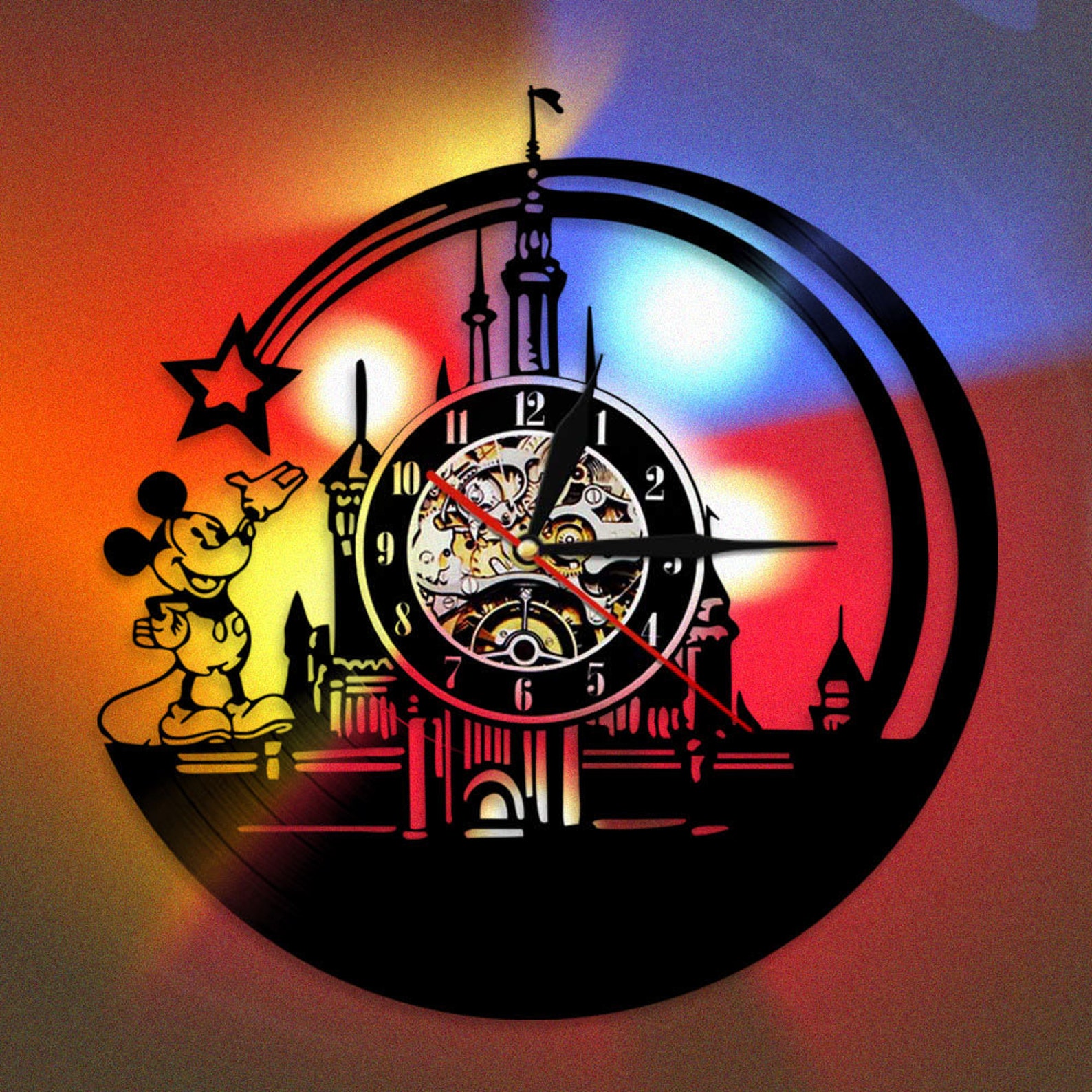 Disneyland Mickey Minnie Vinyl Record Clock With Bright Lights - Etsy UK