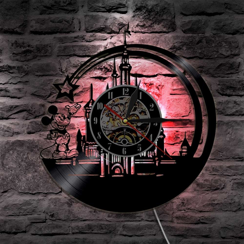 Disneyland Mickey Minnie Vinyl Record Clock With Bright Lights | Etsy