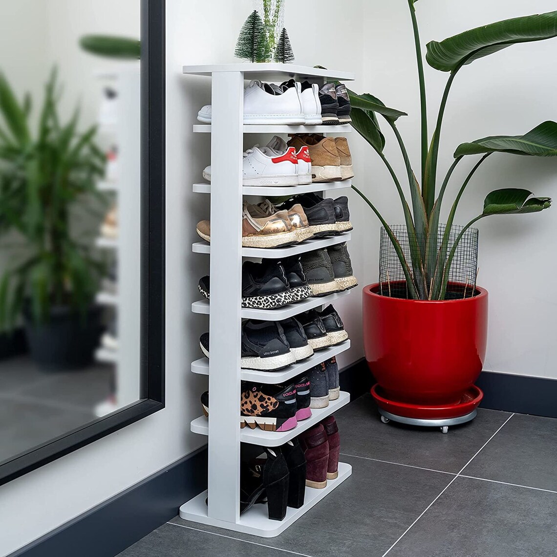 Tall Shoe Rack Wooden Shoe Rack 7 Tiers Multi-Functional | Etsy